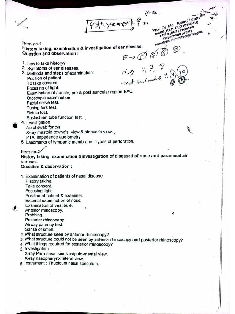 ENT Topic Sheet | PDF
