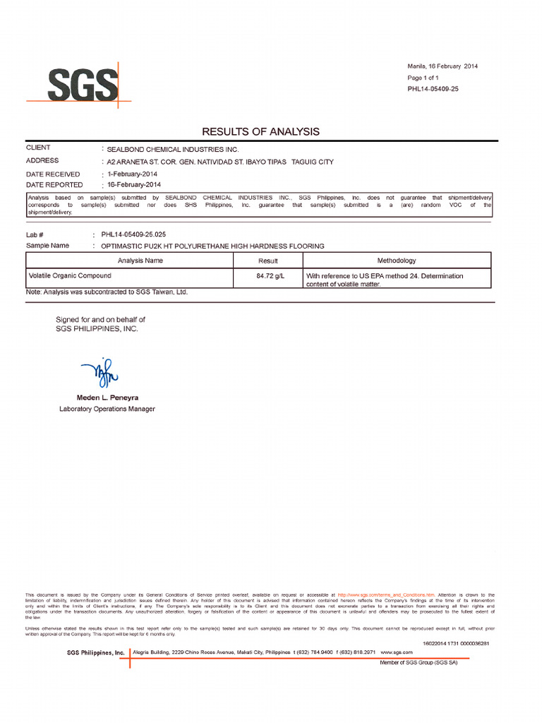 Pu2kht - Voc Test Report (Us Epa Method) | PDF