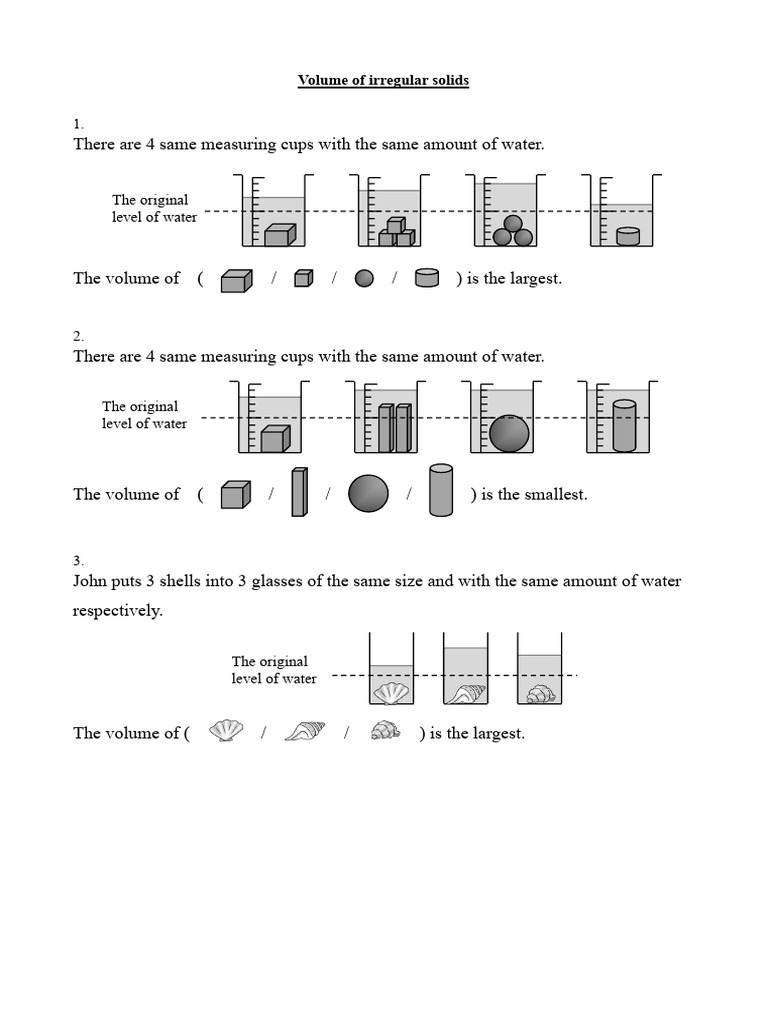 Volume of Irregular Solids - S | PDF | Volume | Metrology