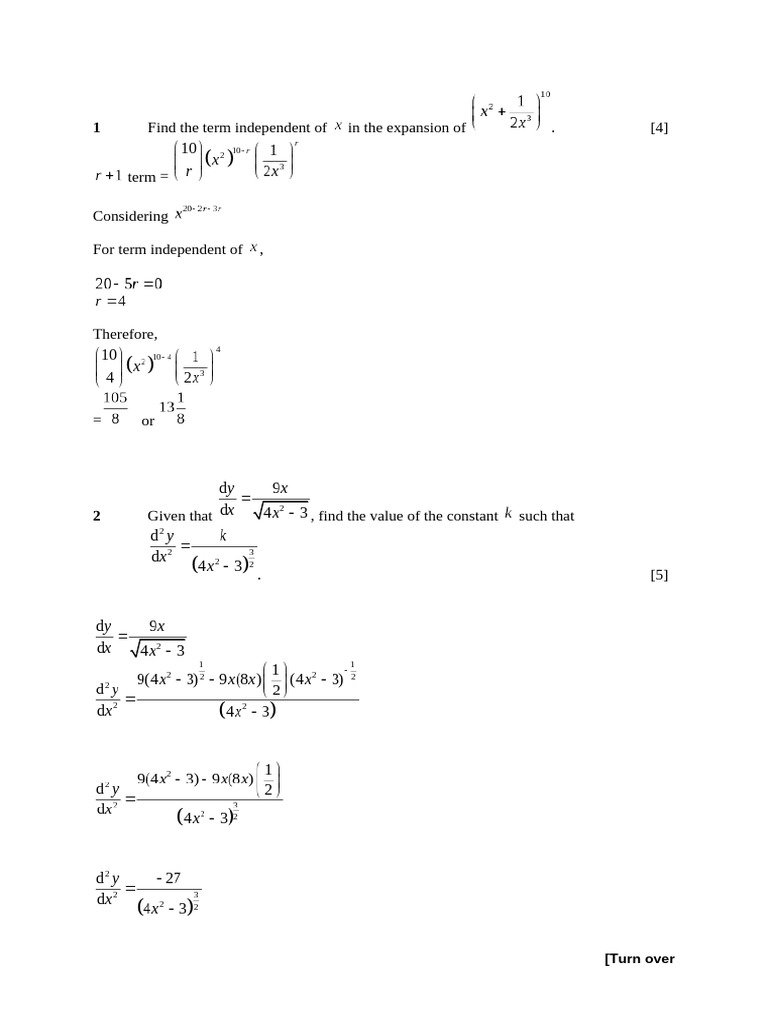 Prelim - 4NA - A Math - 2020 P2 Solution | PDF | Circle | Equations