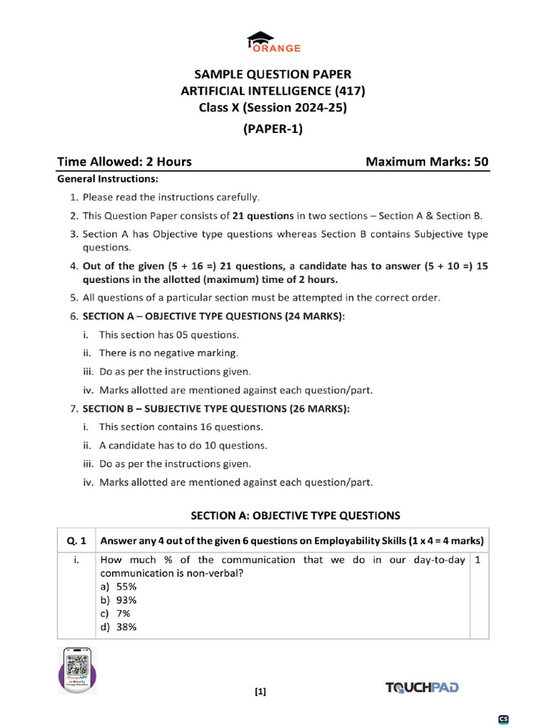 Orange - AI417 - 10 - QP (P1) | PDF