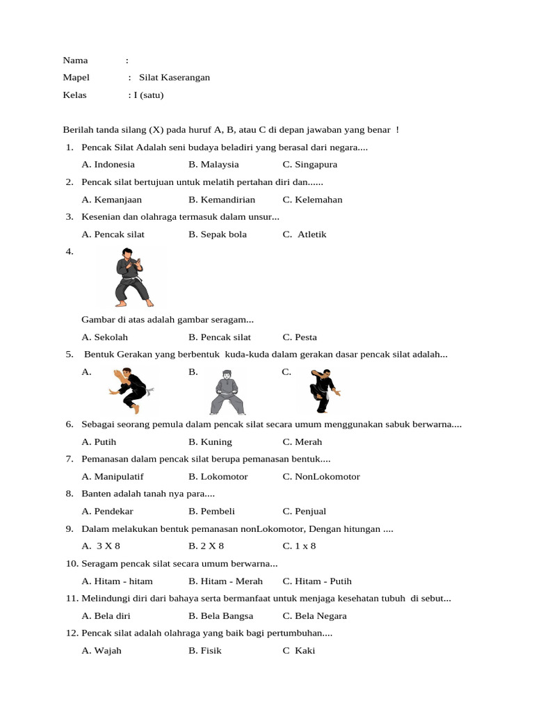 Soal Silat Kaserangan Kelas 11 | PDF