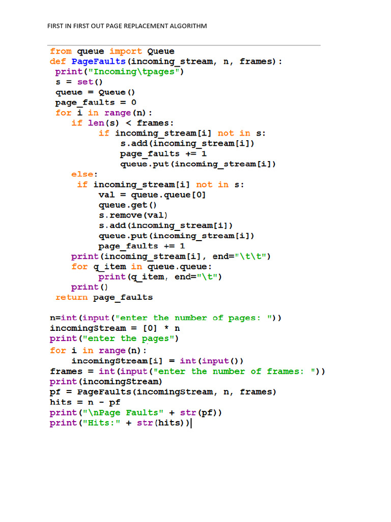 FIFO PAGE REPLACEMENT | PDF