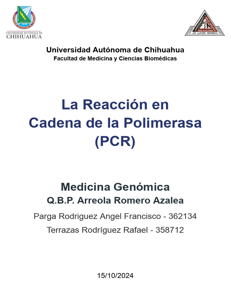 8-La reacción en cadena de la polimerasa (PCR) M6.1 | PDF | Reacción en ...