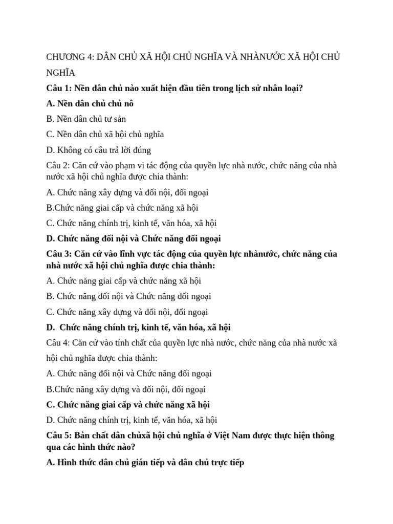 CHƯƠNG 4 cnxh | PDF