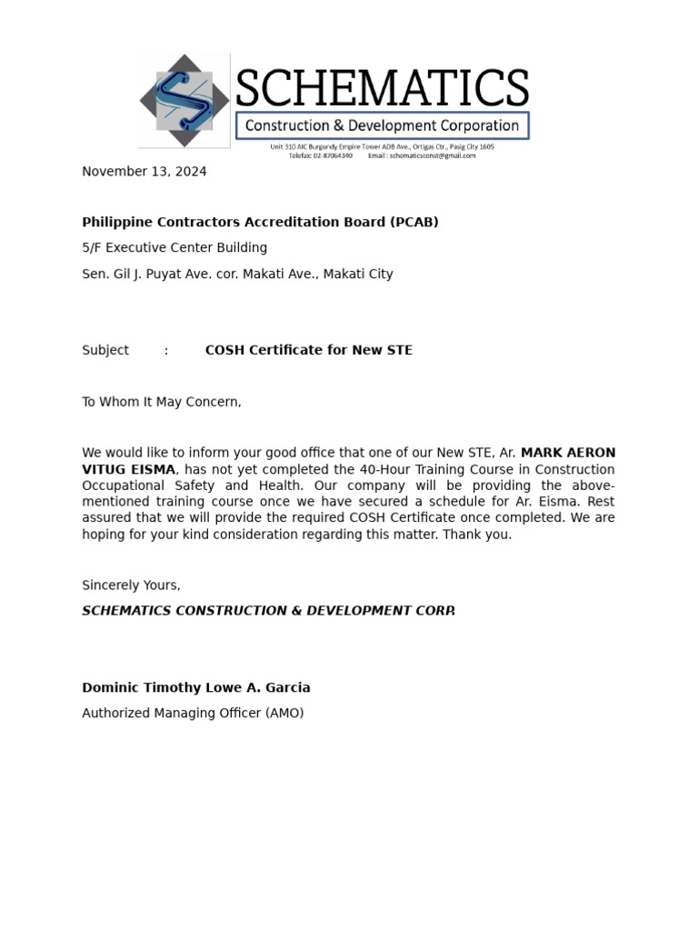 Pcab Ste Letter | PDF