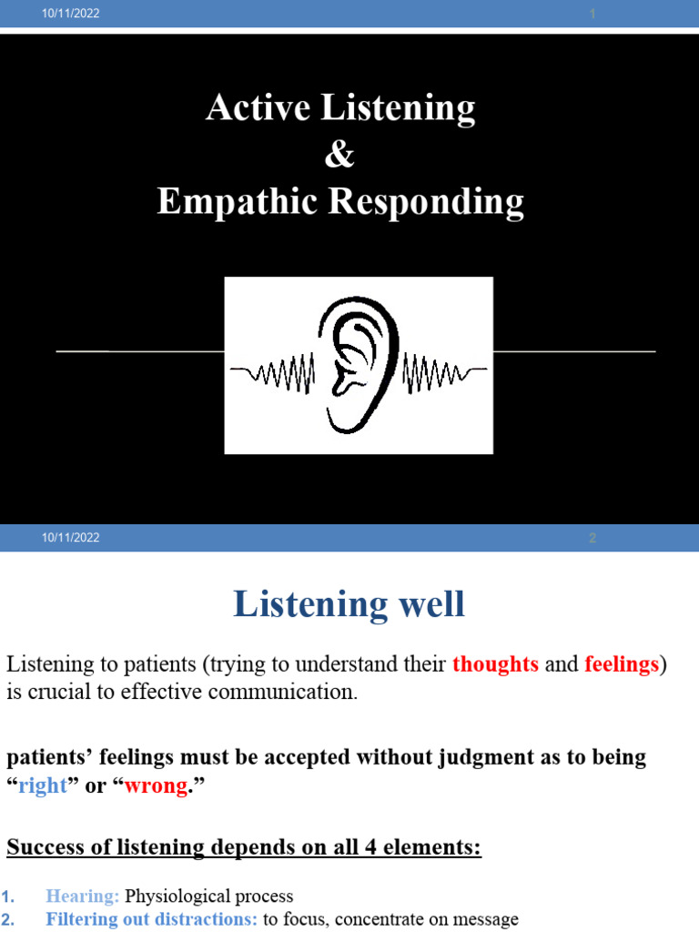 Lec- 5 - Active Listening and Empathic Responding ........ Week 2 | PDF ...