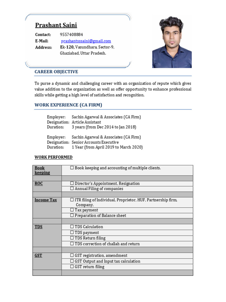 1715839196Prashant Saini RESUME | PDF | Audit | Taxes