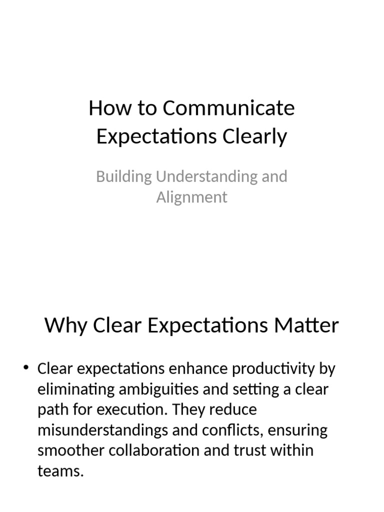 Enhanced How To Communicate Expectations Clearly | PDF