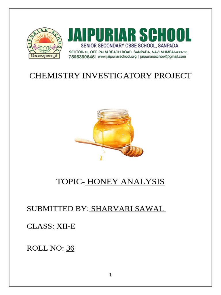 Chemistry Investigatory Project (1) (1) | PDF | Honey | Ammonium