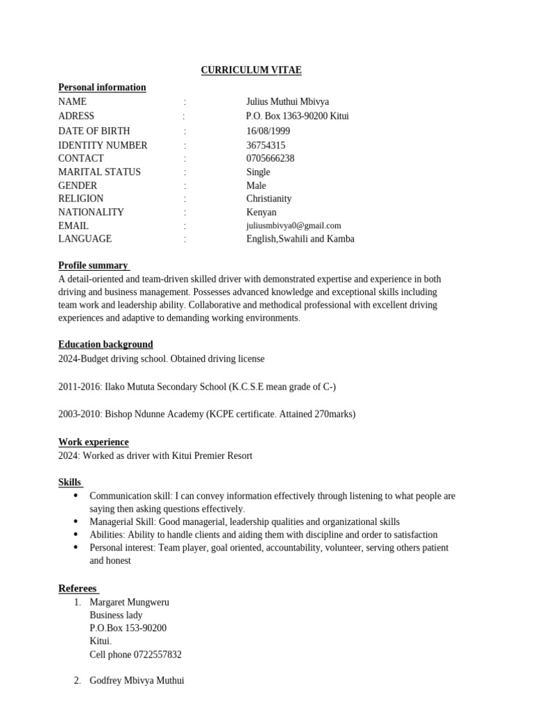 Muthui CV | PDF