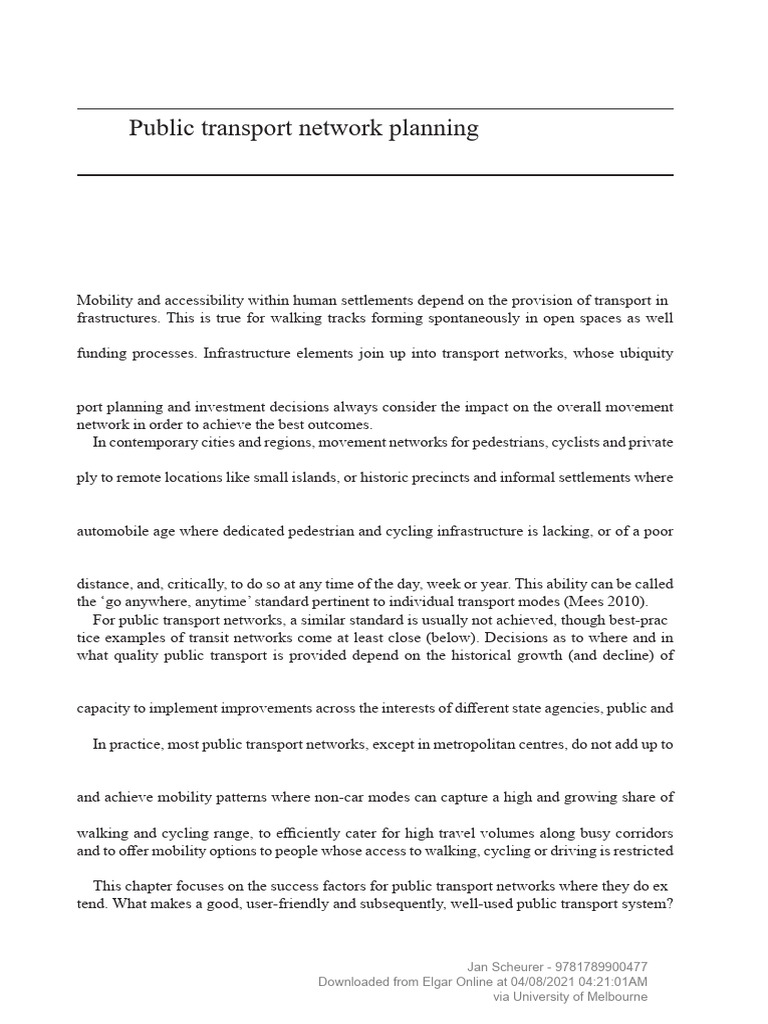 2 - Scheurer (2020) Public Transport Network Planning | PDF | Public ...