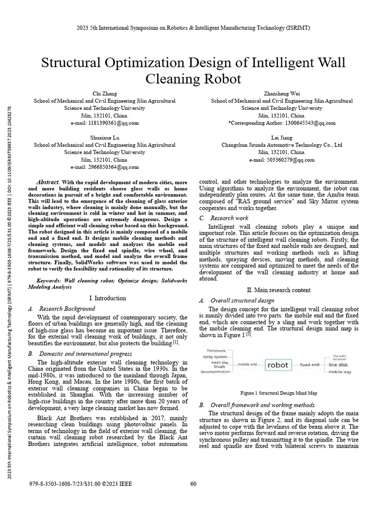 Structural Optimization Design of Intelligent Wall Cleaning Robot | PDF ...