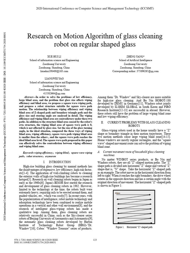 Research On Motion Algorithm of Glass Cleaning Robot On Regular Shaped ...