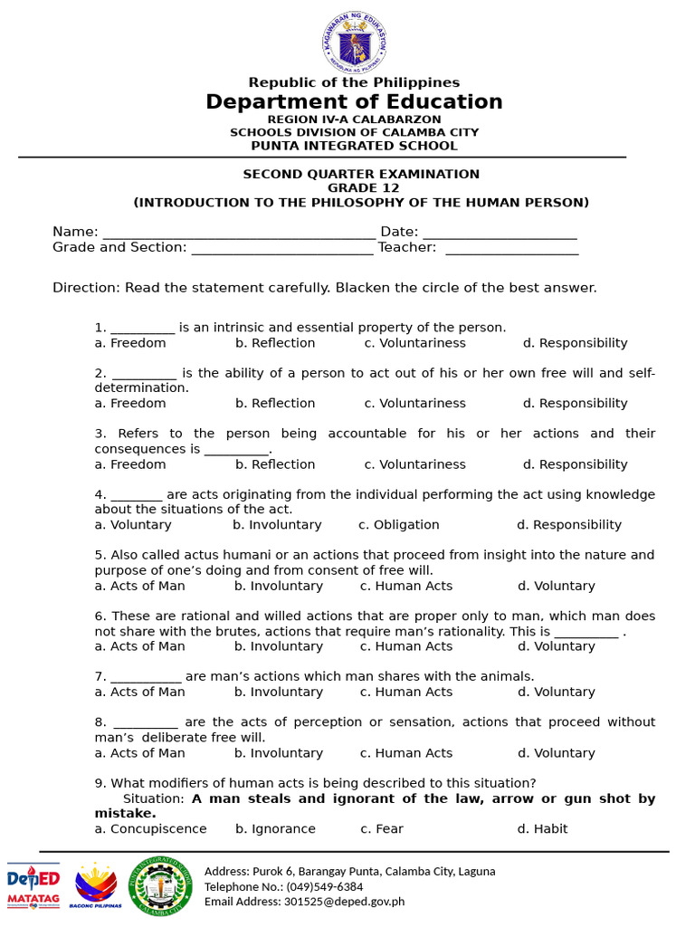Grade 12 Philosophy Exam | PDF
