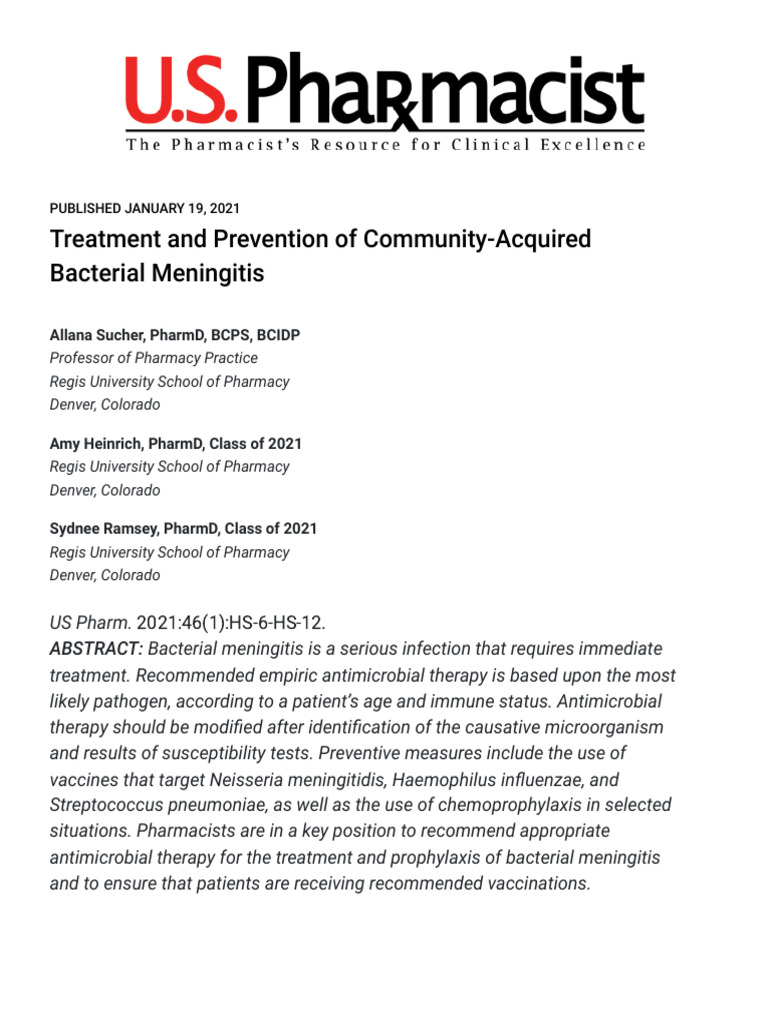 Meningitis Symptoms and Management | PDF | Meningitis | Vaccines