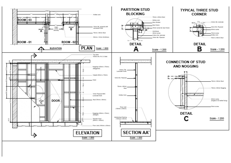 Timber Wall Partitions | PDF | Framing (Construction) | Architectural ...