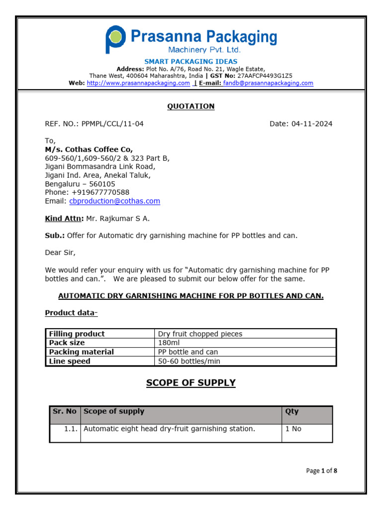 Dry Fruit Feeder - Prasanna Packing | PDF | Invoice