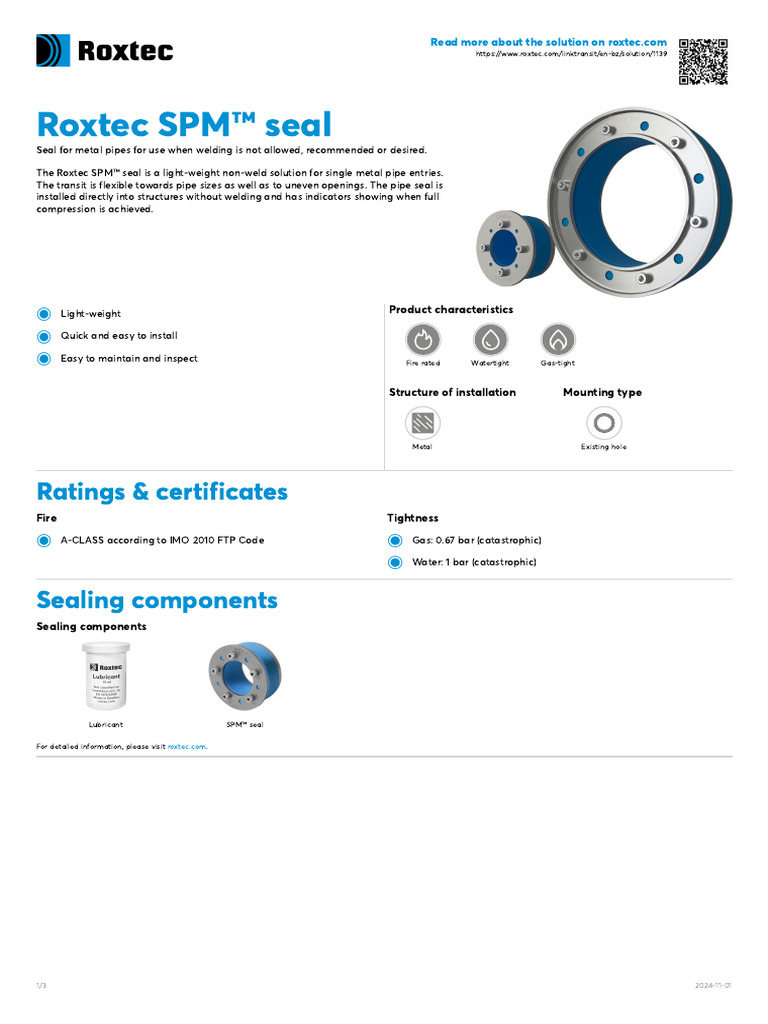 Roxtec SPM Seal Typical | PDF | Pipe (Fluid Conveyance) | Guarantee