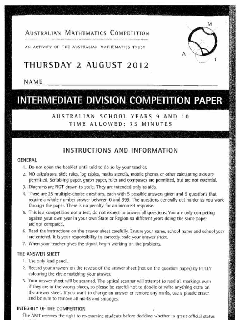 2012 Amc Intermediate | PDF
