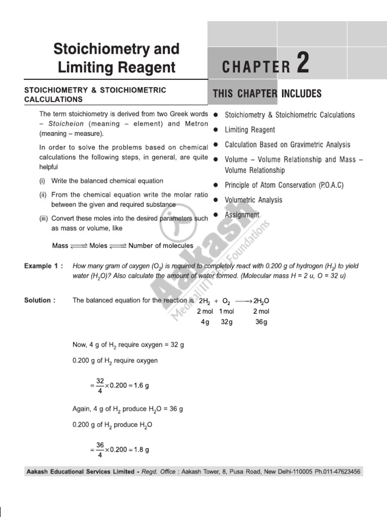 2 - Stoichiometry and Limiting Reagent | PDF