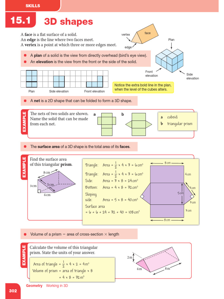 Surface Area and Volume of 3D Shapes | PDF | Area | Volume