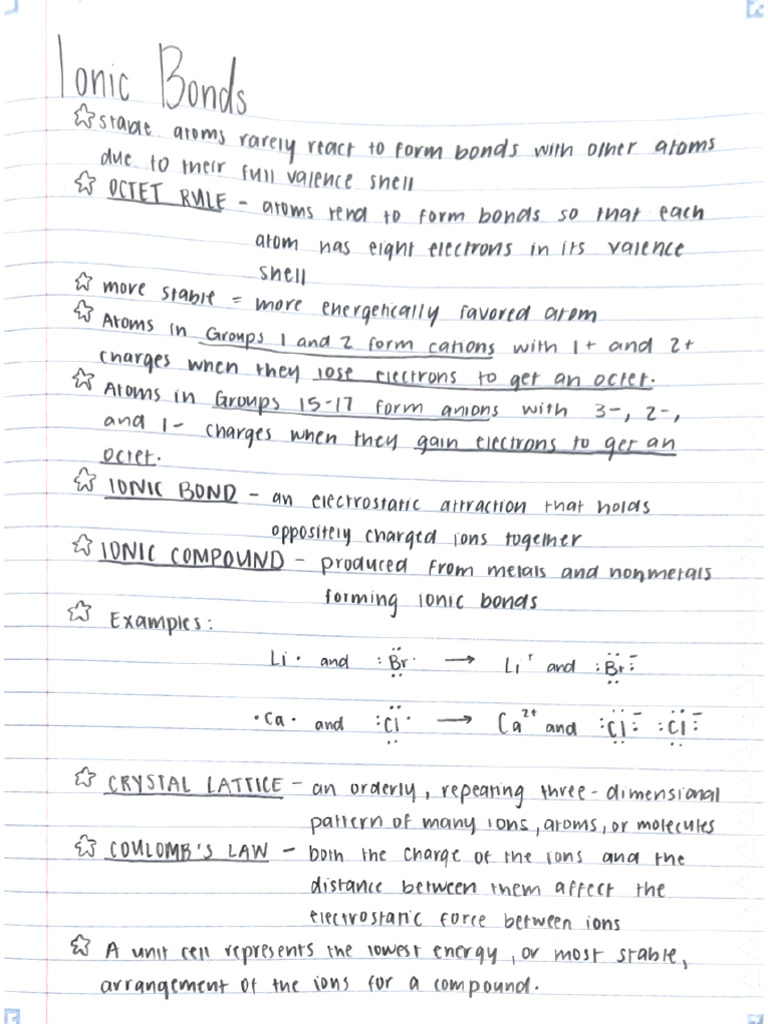Ionic Bonds Notes | PDF
