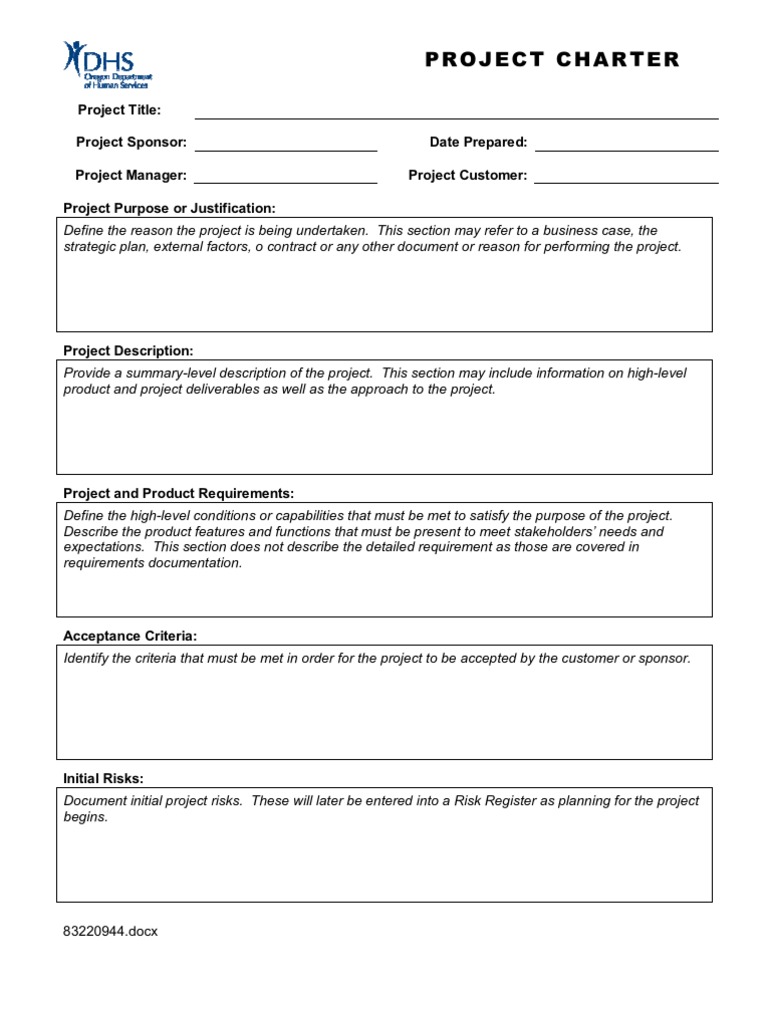 1.01 PCoE Project Charter Guide | PDF | Goal | Strategic Planning