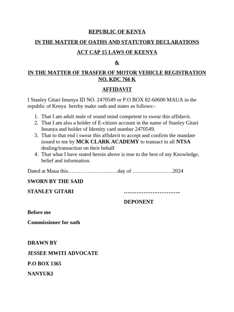Republic of Kenya Affidavit | PDF