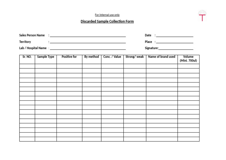 Discarded Sample Collection Form | PDF