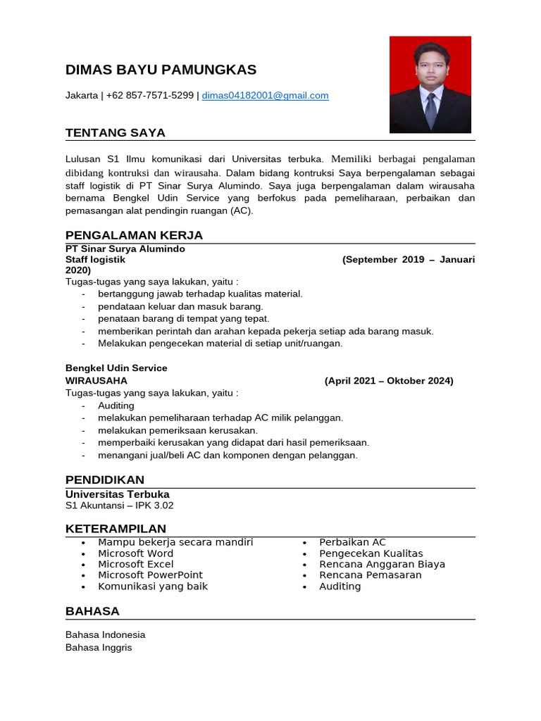 CV Dimas Bayu Pamungkas | PDF