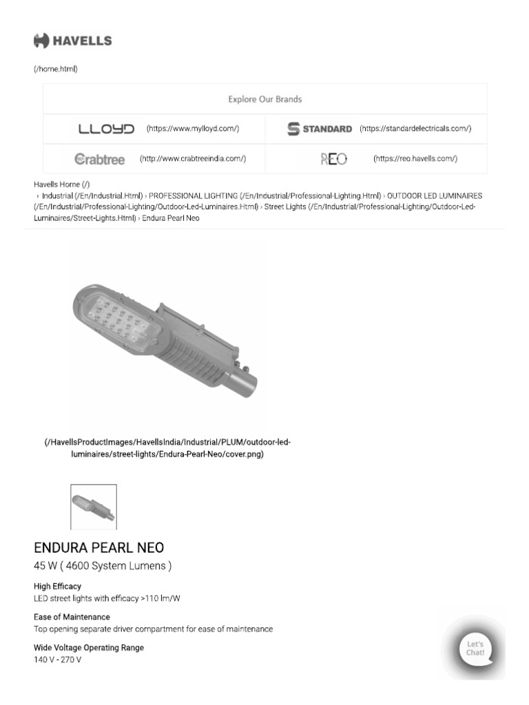Havells Street Light 45 W TDS | PDF