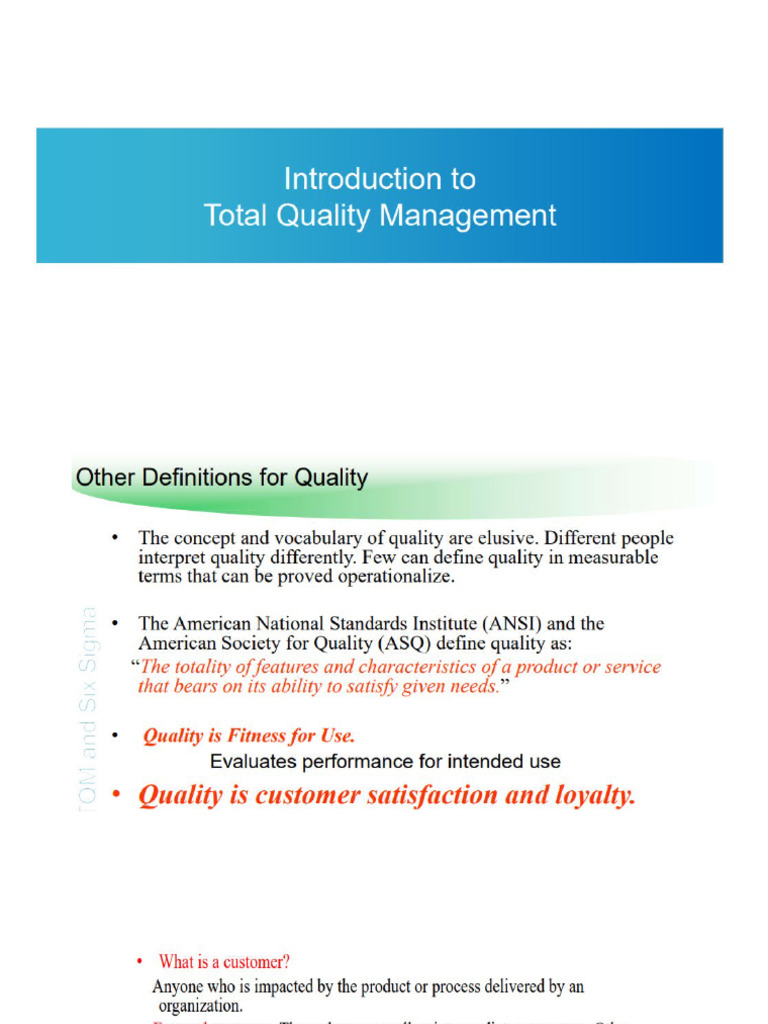 Introduction To TQM | PDF