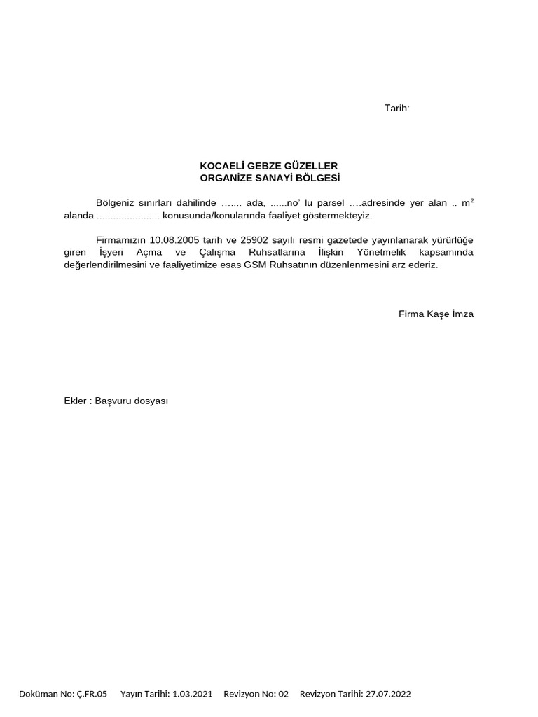 C.fr .05 GSM Basvuru Dilekcesi Ornegi Rev 02 | PDF C.fr .05 GSM Basvuru Dilekcesi Ornegi Rev 02 | PDF