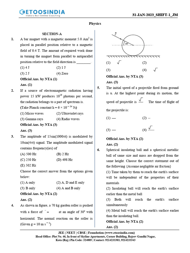 Neet papers | PDF | Electron | Electromagnetic Radiation