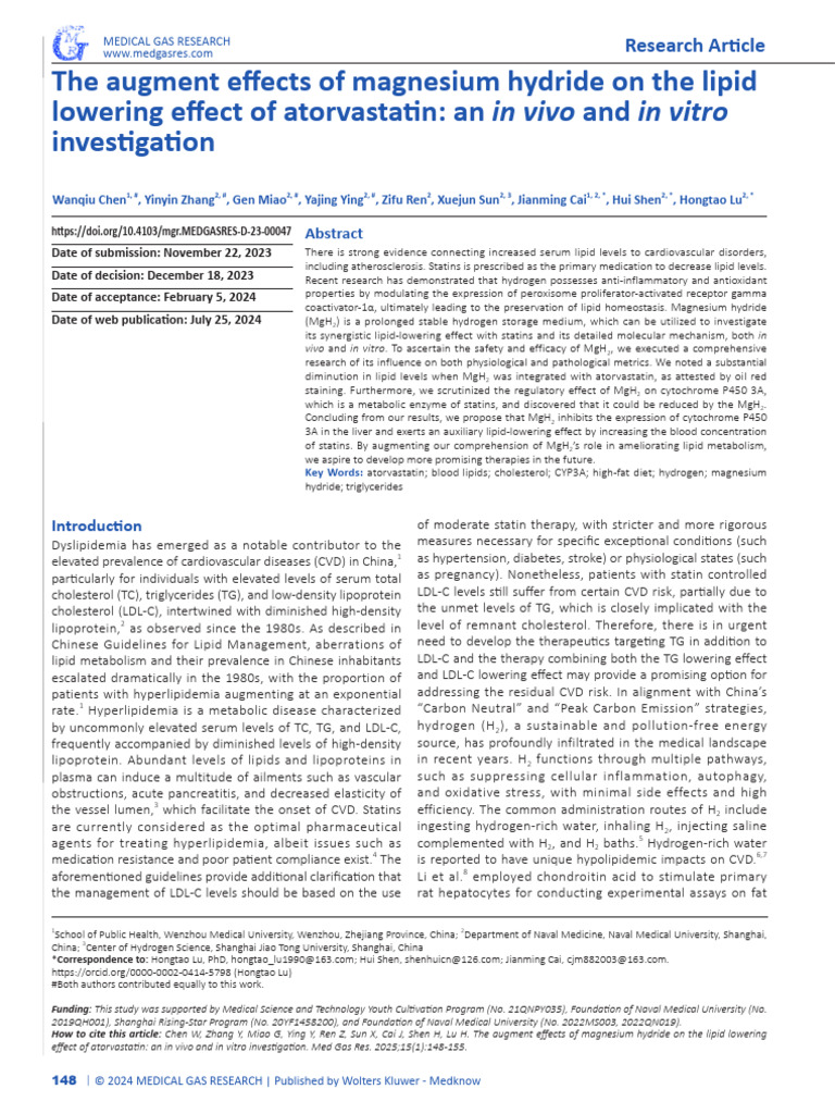 The Augment Effects of Magnesium Hydride On The.26 | PDF | Low Density Lipoprotein | Statin
