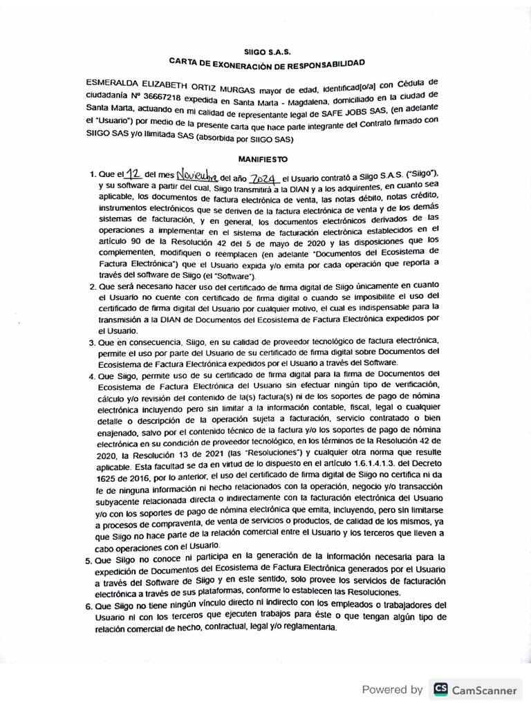 CARTA DE EXONERACIÓN | PDF