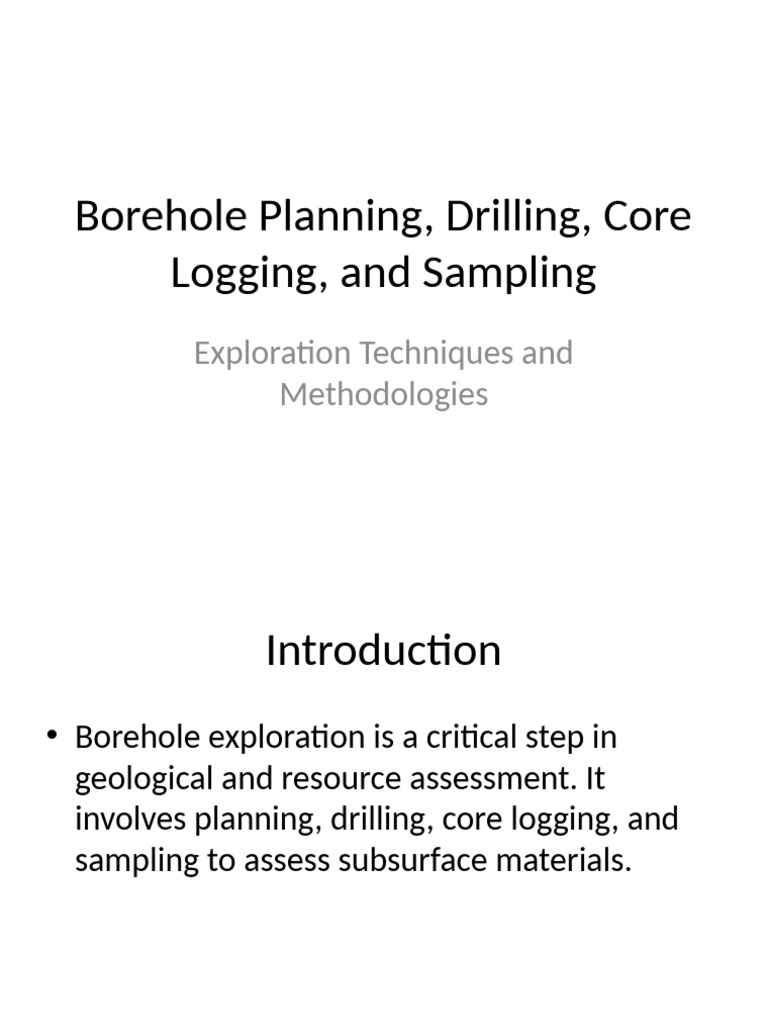 Borehole Planning Drilling Core Logging Sampling | PDF