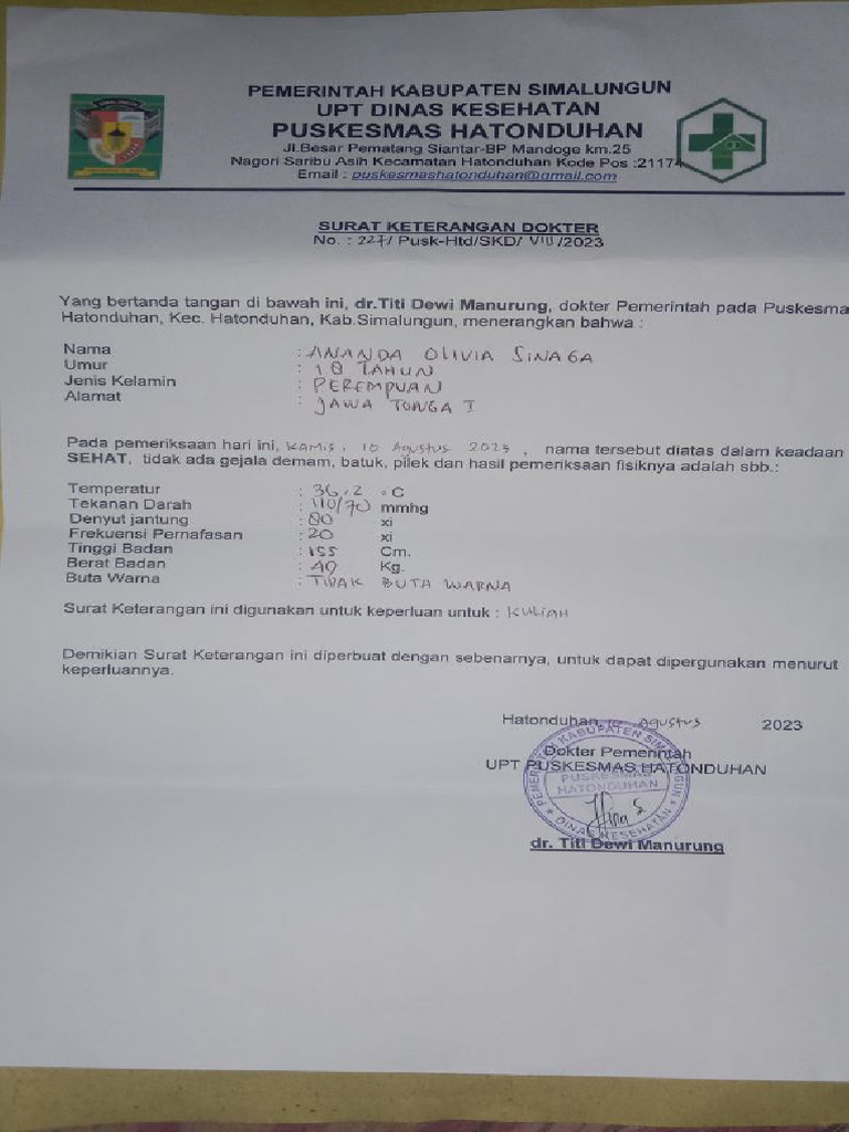 Surat Bebas Buta Warna | PDF