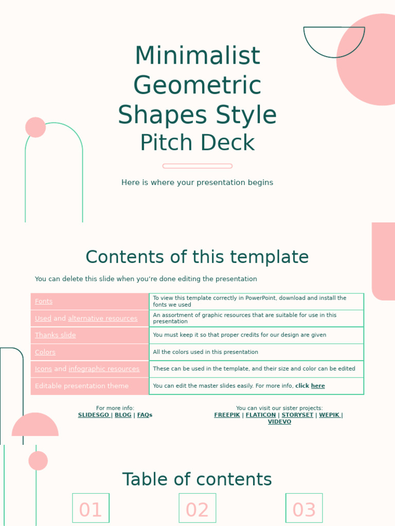 Minimalist Geometric Shapes Style Pitch Deck by Slidesgo | PDF ...