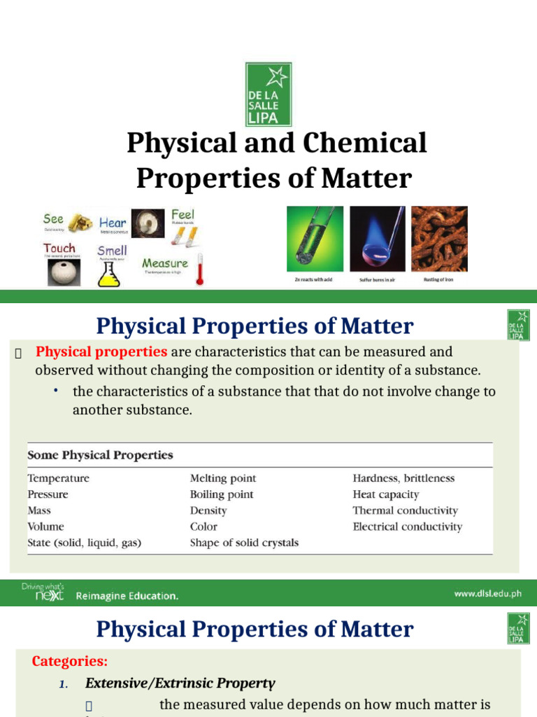 MATTER Physical and Chemical Properties | PDF | Chemical Substances ...