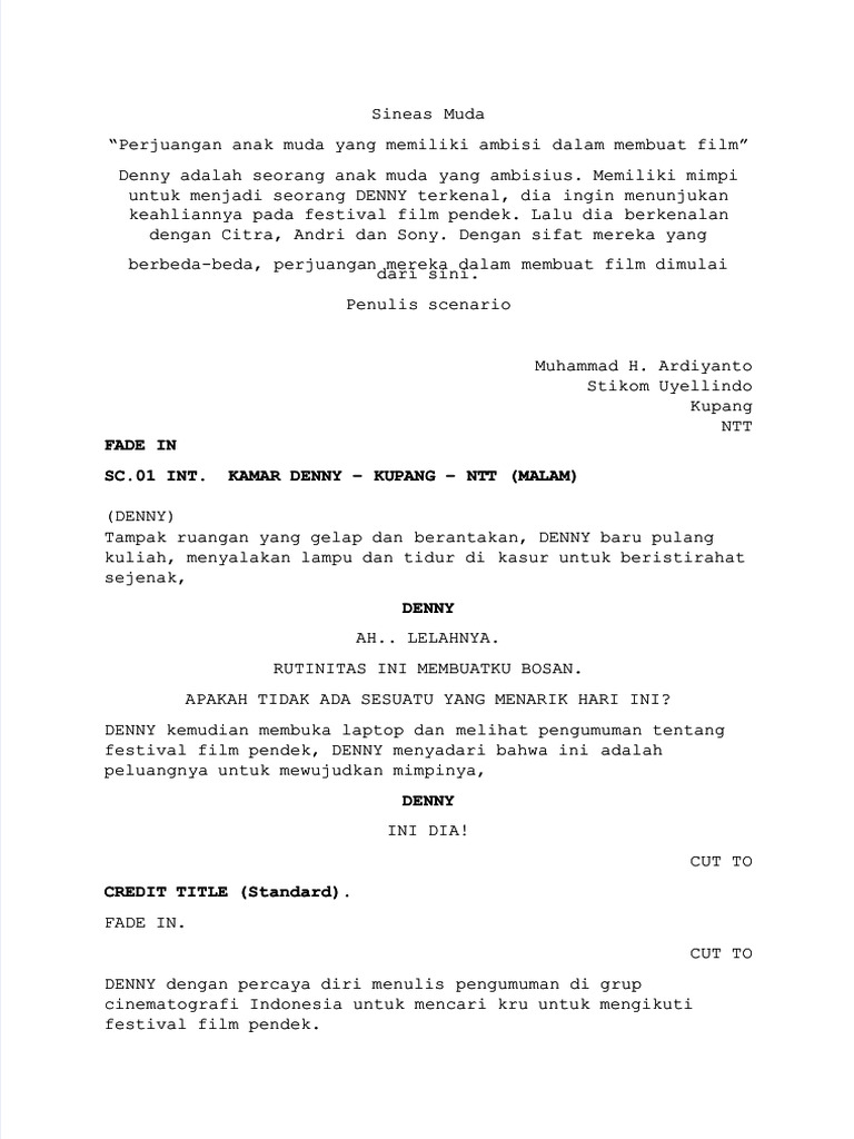 PDF Contoh Skenario Film Pendek - Compress | PDF