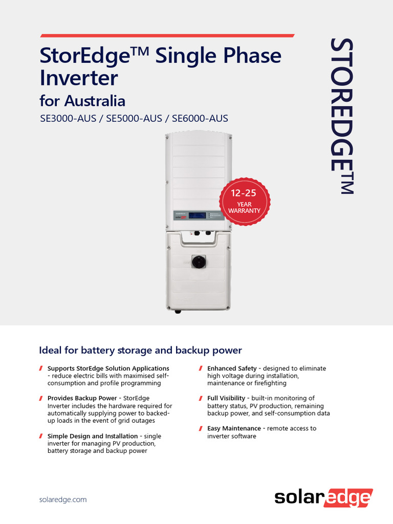 StorEdge Inverter Overview for Australia | PDF | Power Inverter ...