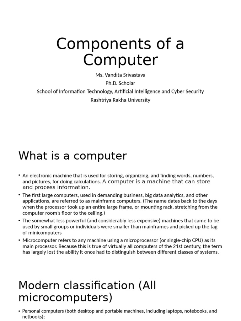 FS Unit 1 Components of A Computer | PDF | Random Access Memory | Hard Disk Drive