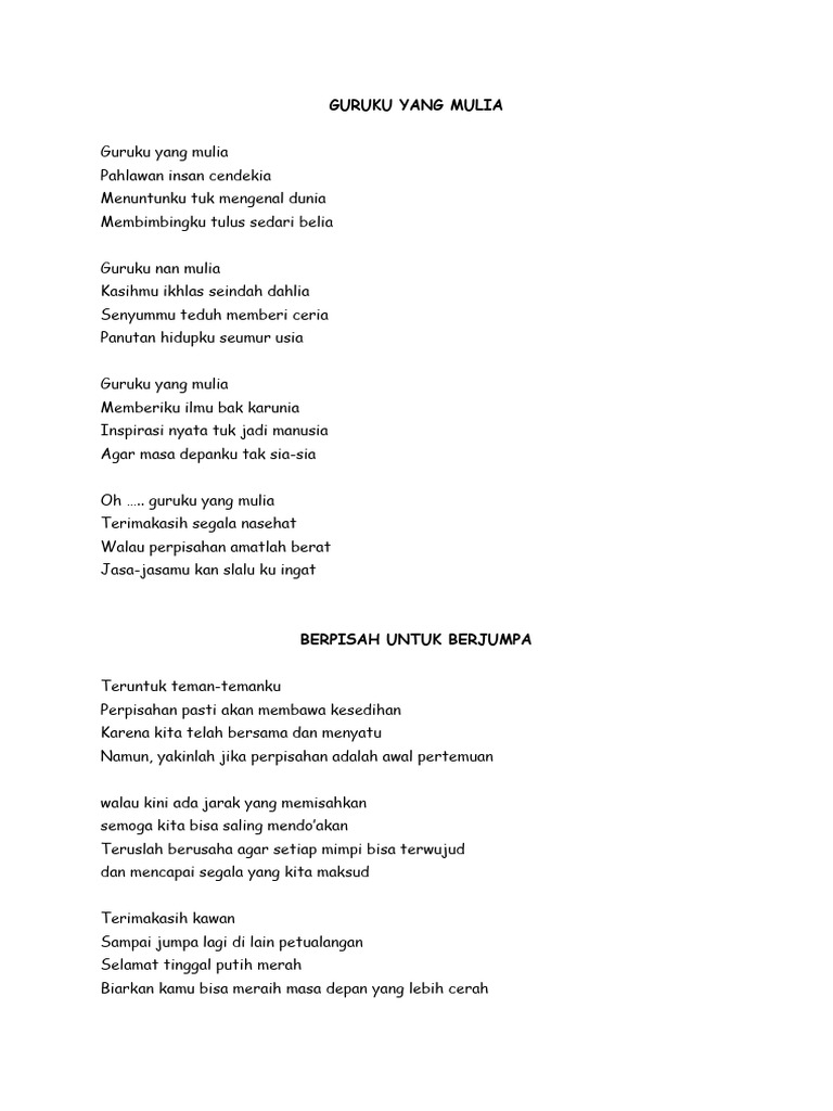 PUISI PERPISAHAN KELAS 6 | PDF