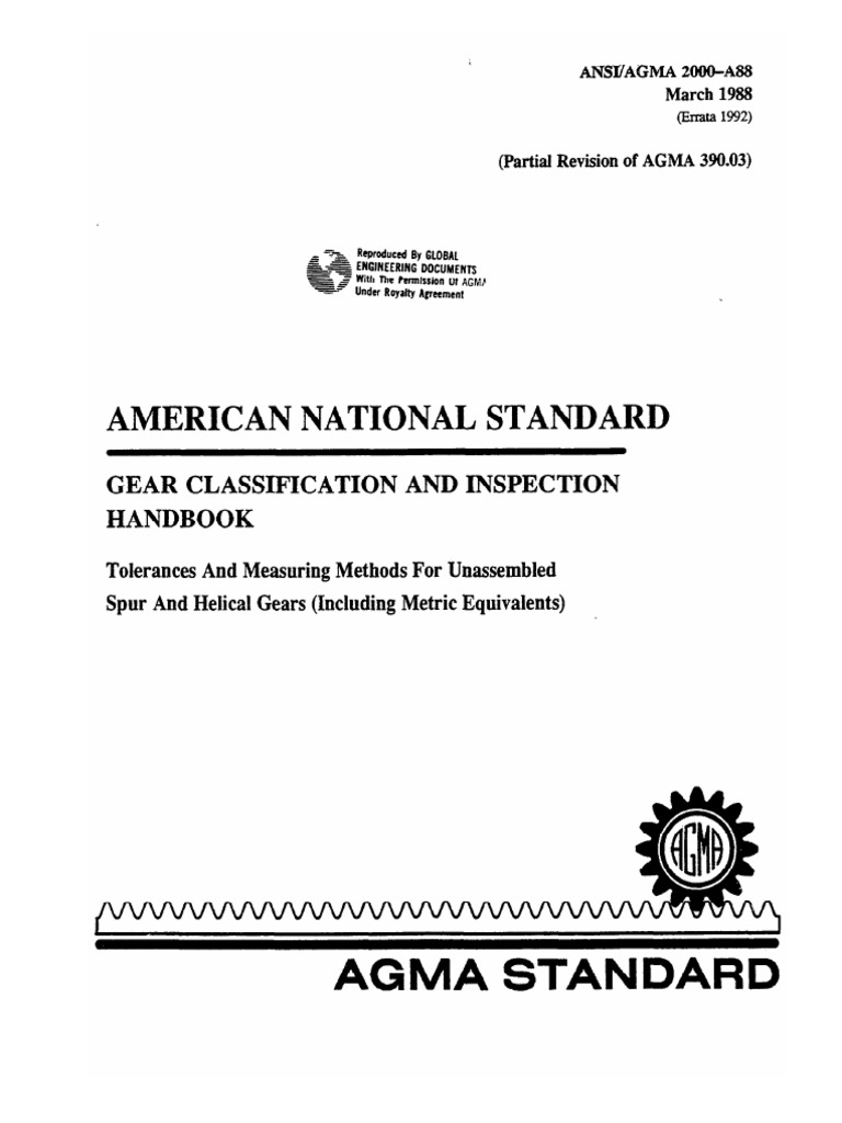 ANSI+AGMA+2000-A88 | PDF | Gear | Engineering Tolerance