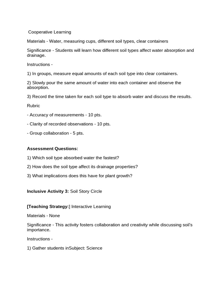 lesson_plan 5 | PDF | Soil | Learning
