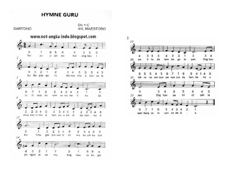 Hymne Guru - Partitur | PDF