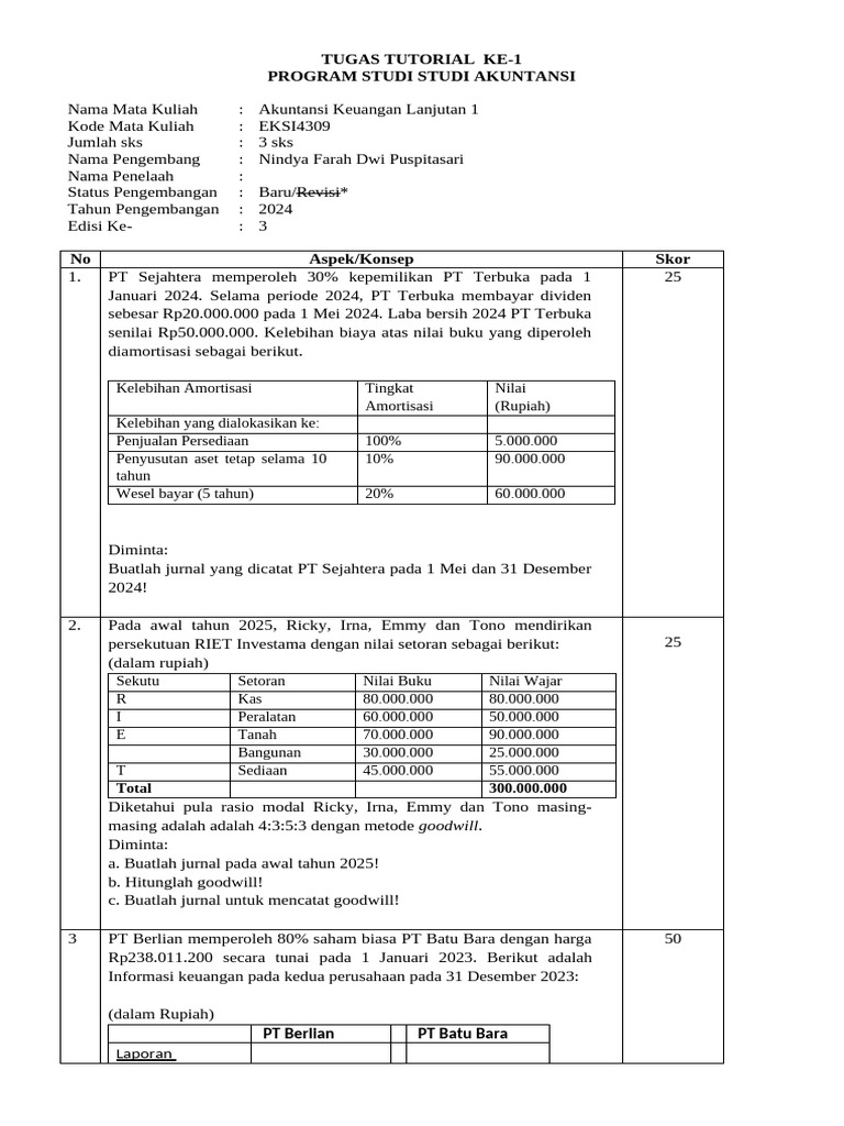 Jurnal Akuntansi untuk Investasi dan Goodwill | PDF