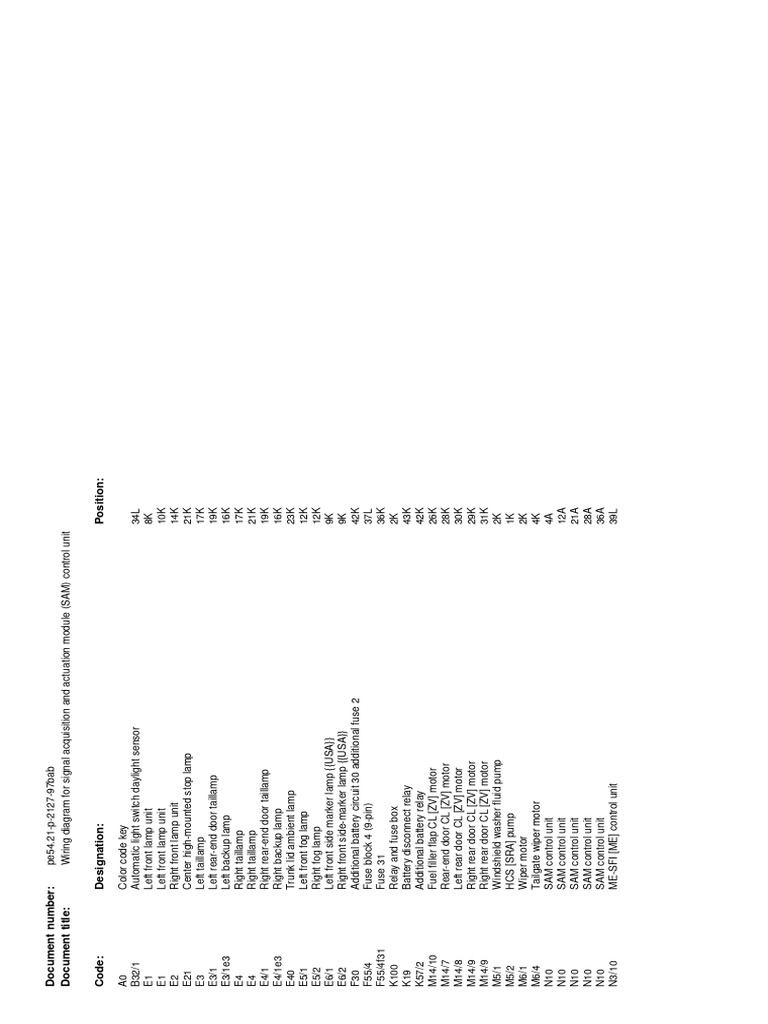 W245 Wiring Diagram for Signal Acquisition and Actuation Module (SAM) Control Unit Part2 | PDF ...